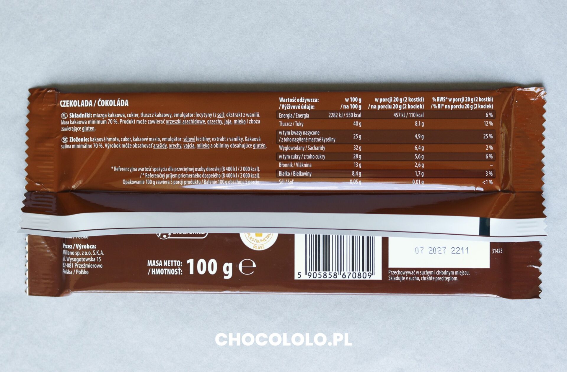 Meltie czekolada gorzka 70% (recenzja) - Chocololo.pl - czekoladowy blog